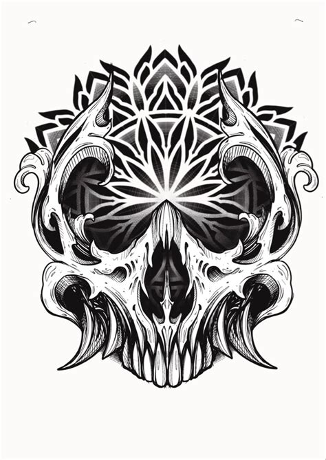 Intricate Skull Tattoo Design By Stanislav Lohvin