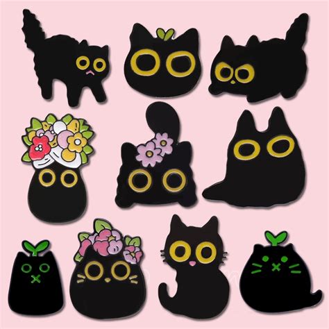 เข็มกลัด รูปการ์ตูนแมวน่ารัก สีดํา เครื่องประดับ สําหรับเพื่อน Shopee Thailand