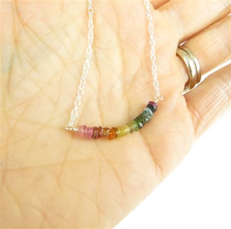 Sterling Silver And Rainbow Tourmaline Necklace Folksy