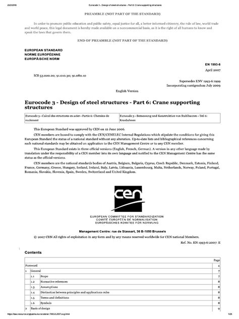 Eurocode 3 Design Of Steel Structures Part 6 Crane Supporting