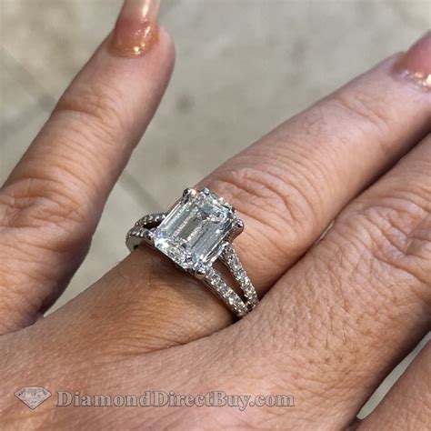 300 Emerald Cut Gia Ring Split Shank