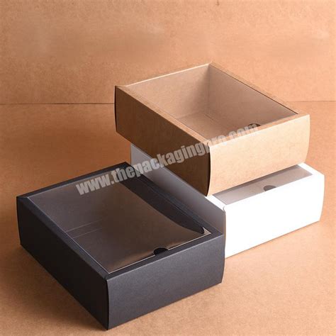 Custom Logo Black Brown Paper Shoe Insole Packaging Box With Clear Plastic Lid