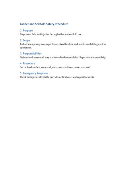 Ladder And Scaffold Safety Procedure Pdf