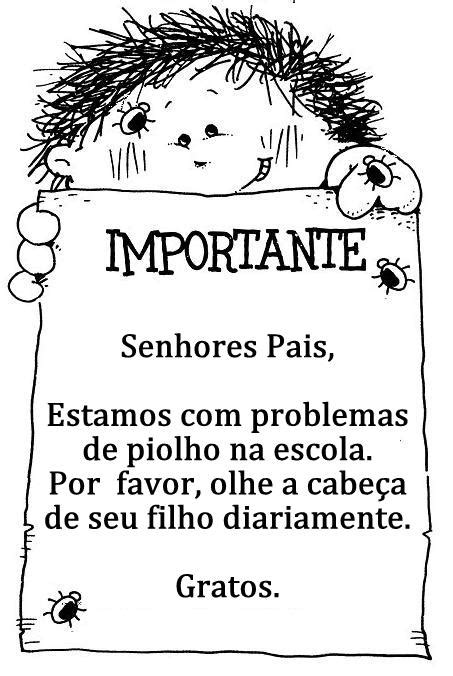 Bilhetes Avisando Sobre Piolho Para Imprimir Recados E Bilhetinhos