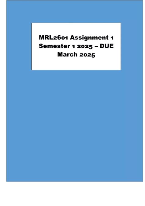 Mrl2601 Assignment 1 Complete Answers Semester 1 2025 Due March