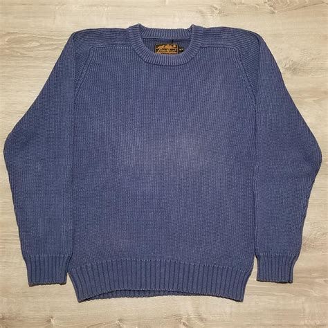 Vintage 90s Mens Eddie Bauer Blue Knit Sweater Size Depop