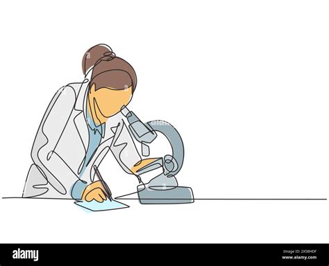 Woman Using Microscope Drawing Stock Vector Images Alamy