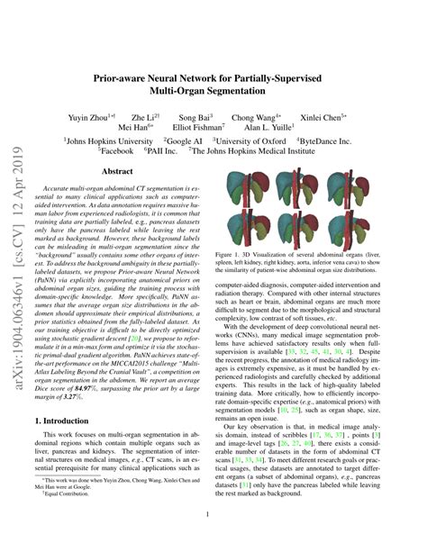 Pdf Prior Aware Neural Network For Partially Supervised Multi Organ