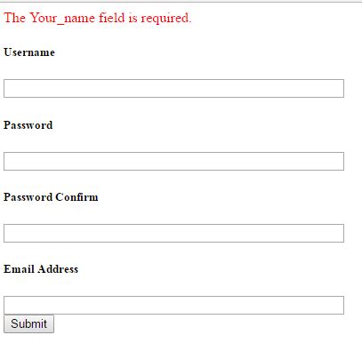 Codeigniter Form Validation Library Load Form Validation Library