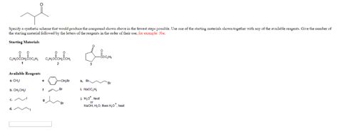 solved specify a synthetic scheme that would produce the