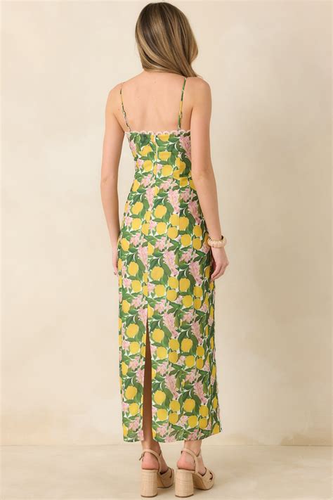 Red Dress Yellow Multi Lemon Blossom Maxi Dress All Dresses
