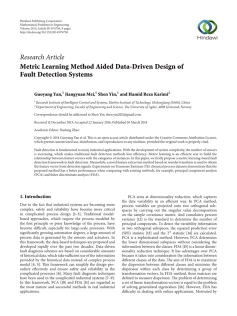Pdf Metric Learning Method Aided Data Driven Design Of Fault