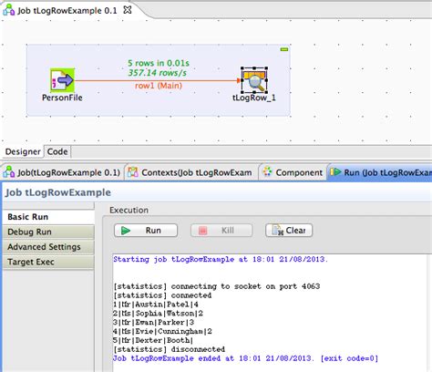 Talend By Example TLogRow