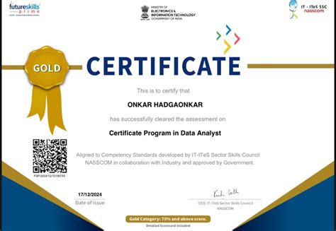 Onkar Hadgaonkar On Linkedin Nasscom Dataanalysis Certification