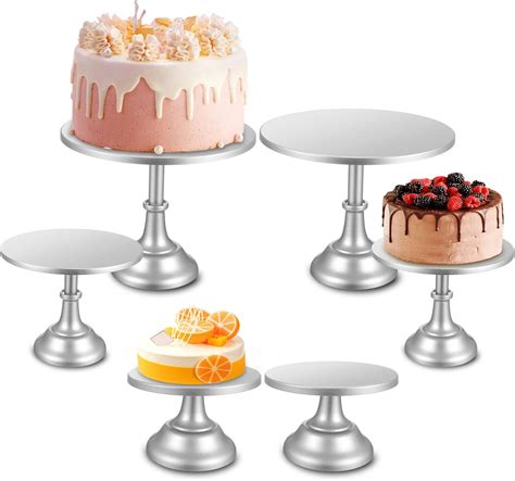 6 Pcs Cake Stand Set Round Dessert Metal Pedestal Cake