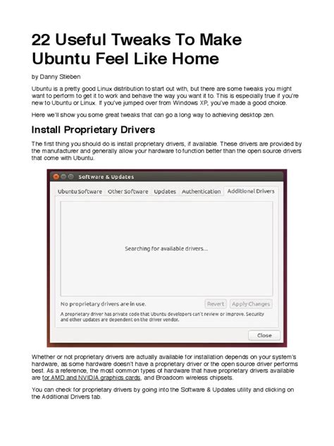22 Useful Tweaks To Make Ubuntu Feel Like Home Pdf Pdf System Software Software