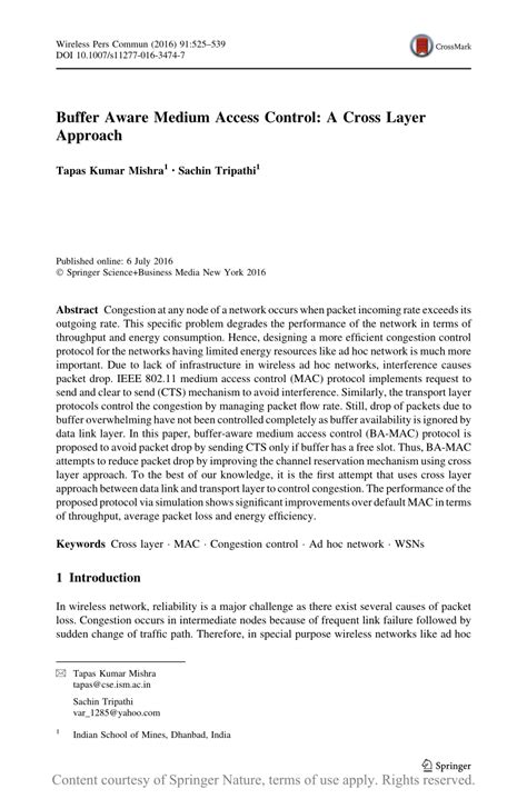 Buffer Aware Medium Access Control A Cross Layer Approach Request Pdf