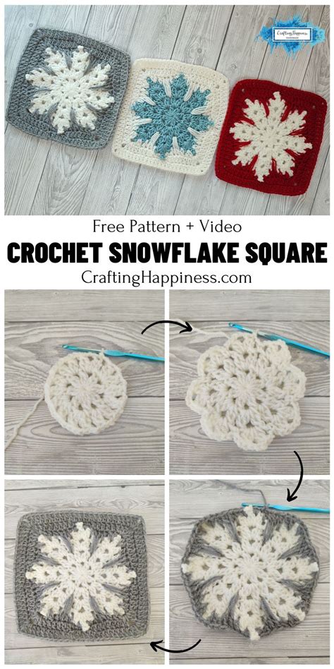 Free Crochet Snowflake Square Pattern Video Crafting Happiness