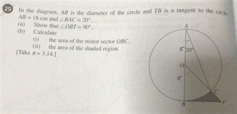 Solved In The Diagram AB Is The Diameter Of The Circle And Chegg