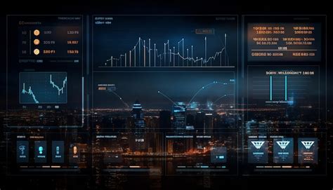 Premium Ai Image Futuristic Finance Digital Market Graph User Interface With Diagram