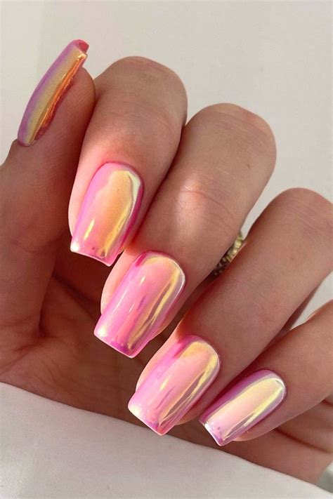32 Stunning Chrome Nail Ideas Youll Love Bright Chrome Summer Nails