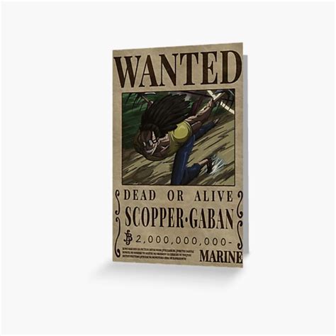 Scopper Gaban Bounty One Piece Left Hand Wanted Poster Greeting Card