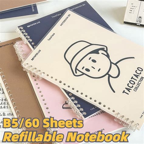 B5 Loose Leaf Refillable Notebook Shell Binder Notebook College Notepad Paper Refill 60 Sheets