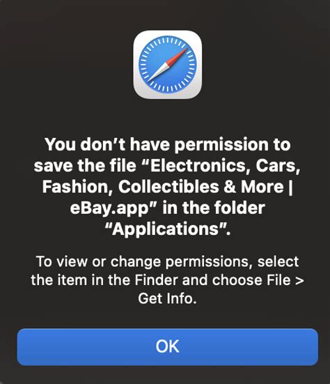 Permission Error When Trying To Add A Site To Dock Rmacos