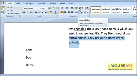 Ms Word 24 Increase Indent Of Text Youtube