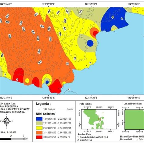 Salinity Distribution Map Of Coastal Area Of Kendari District Download Scientific Diagram