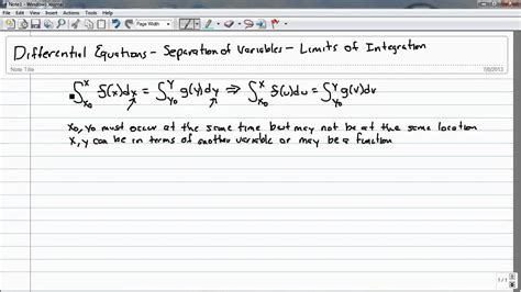 0204 Differential Equations Separation Of Variables Limits Of