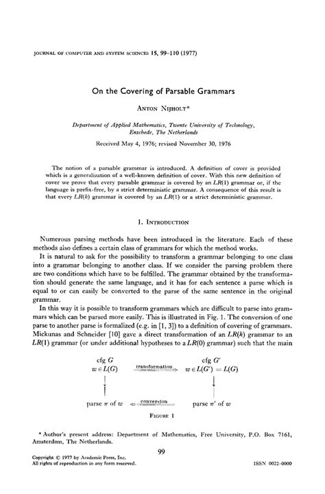 Pdf On The Covering Of Parsable Grammars