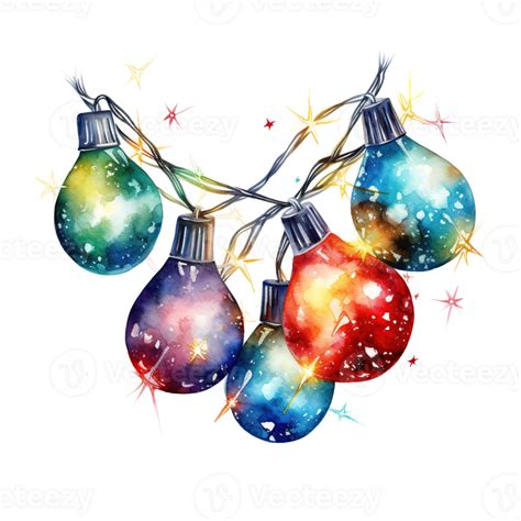 Ai Generated Christmas Light Garland For Christmas Event Watercolor