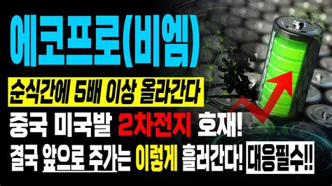 에코프로 에코프로비엠 순식간에 5배 이상은 올라갈 종목 미국 중국발 2차전지 호재로 급등 준비중입니다 지켜보기만 하면