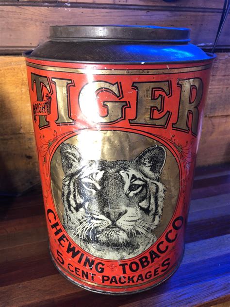Tiger Chewing Tobacco Store Display Tin Antiki Gs