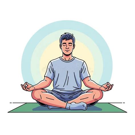 Animated Illustration Of A Man Meditating In A Lotus Position On A Yoga