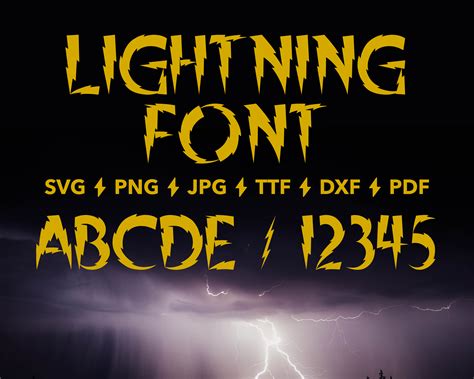 Lightning Letters And Numbers Svg Png  Ttf Dxf And Pdf