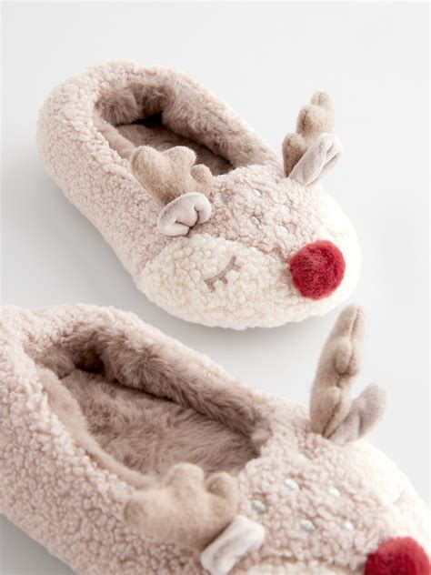 Buy Brown Christmas Reindeer Slippers From The Next Uk Online Shop