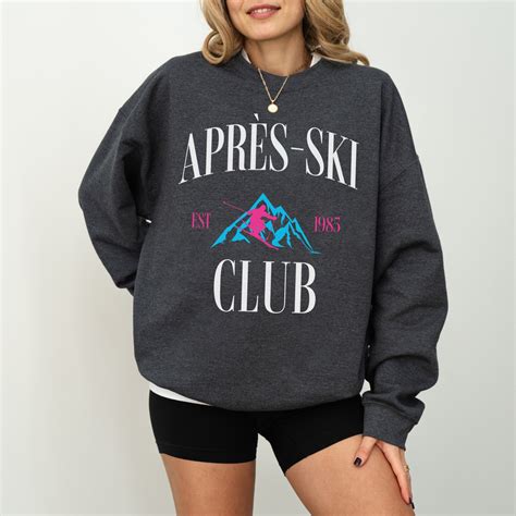 Après Ski Club Crewneck T Shirt 80s 90s Retro Style Pullover