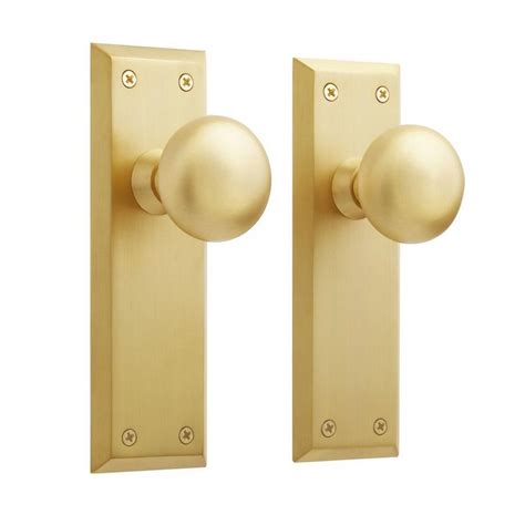 Hubbard Brass Interior Door Knob And Plate Set Dummy Satin Brass
