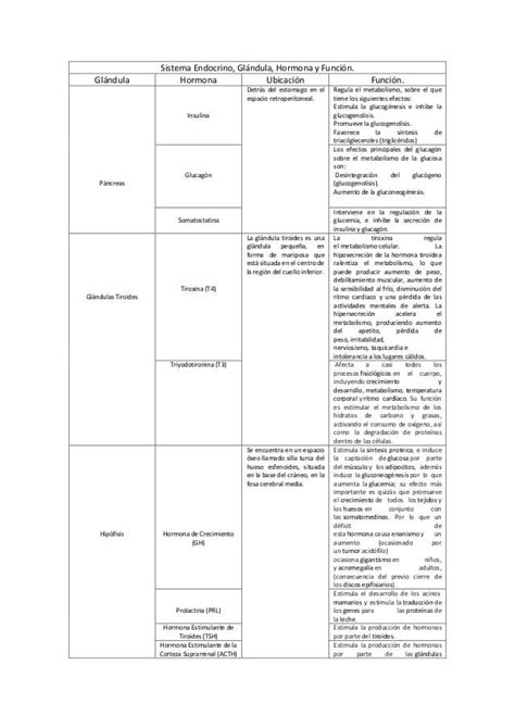 Cuadro Sistema Endocrino Artofit