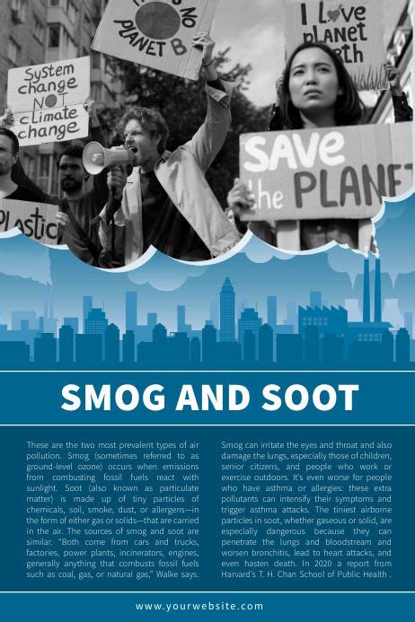 blue smog and soot social issue flyer business card logo flyer
