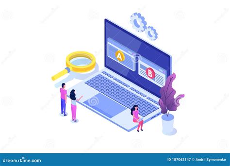A B Comparison Split Testing Isometric Concept Stock Vector Illustration Of Analytics