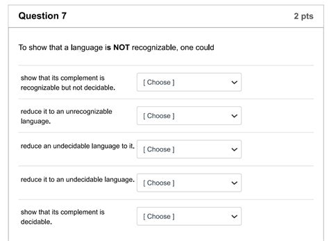 Solved To Show That A Language Is Not Recognizable One