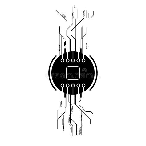 Abstract Black Simple Line Cpu Computer Technology Doodle Outline