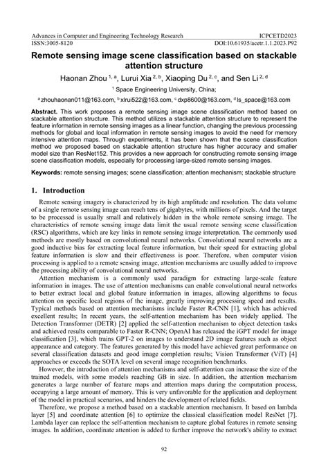 Pdf Remote Sensing Image Scene Classification Based On Stackable Attention Structure