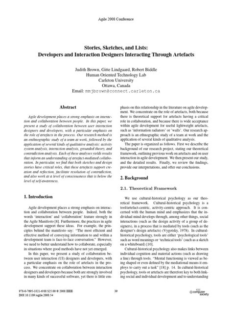 Stories Sketches And Lists Developers And Interaction Designers Interacting Through Artefacts