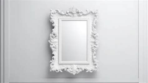 순수한 흰색 벽 3d 렌더링을 장식하는 우아한 흰색 액자 거울 바로크 미술관 예술 박물관 배경 일러스트 및 사진 무료