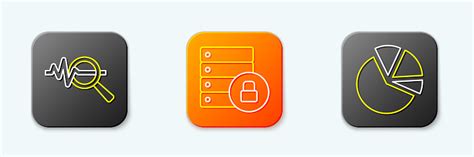 라인 검색 데이터 분석 자물쇠가 있는 서버 보안 및 파이 차트 인포그래픽 아이콘을 설정합니다 벡터 0명에 대한 스톡 벡터 아트 및 기타 이미지 Istock