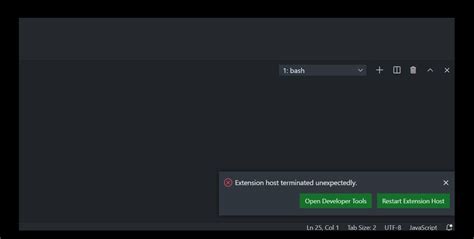 Reopening Issue Solved Extension Host Terminated Unexpectedly Issue